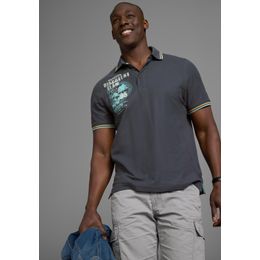 MAN'S WORLD MAN'S WORLD Herren Poloshirt, blau, Gr. XL, bedruckt, Piqué, Obermaterial: 100% Baumwolle, Shirts, Kurzarm, lässige Passform, mit trendigem Print,
