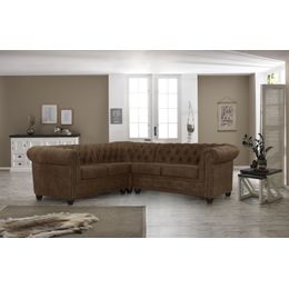 Chesterfield-Sofa Home Affaire, B:208cm H:72cm T:208cm, braun, Luxus-Microfaser Lederoptik (100% Polyester);Kunstleder, Sofas, "Rysum L-Form",