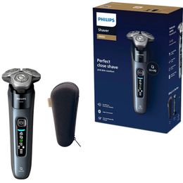 Philips Elektrorasierer "Series i9000 X9001/10", blau, B:16cm H:24,5cm T:8cm, Elektrorasierer, mit SkinIQ Technologie, inkl. Reiseetui