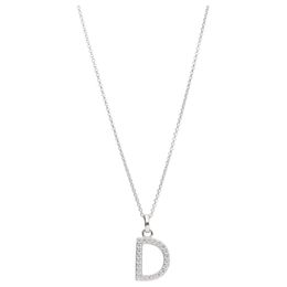 Smart Jewel Damen Kette mit Anhänger "Buchstabe D mit Zirkonia Steine, Silber 925", 45cm, Silber 925 (Sterlingsilber), silber, Silber 925