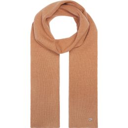 Calvin Klein Damen Schal "CK METAL CHUNKY RIB HW SCARF", braun, unifarben, Strick, Wollmischung, Modetücher, mit Logozeichen