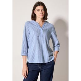 Cecil Damen Klassische Bluse, blau, Gr. XL, gestreift, Stoff, 51% Viskose, 32% Baumwolle, 17% Polyamid, Blusen, mit 3/4 Ärmeln