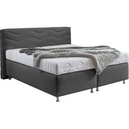 Boxspringbett, B:195cm L:210cm, grau, Westfalia Schlafkomfort, Bezug Bett: Microvelours (100% Polyester) oder Feinstruktur (100% Polyester);Bezug
