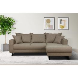 Ecksofa Home Affaire, B:230cm H:76cm T:150cm, grau, 100% Polyester, Wohnzimmer, Sofas, "VEYRAS L-Form, hoher Sitzkomfort, Maße B/T/H: 230/150/76 cm",