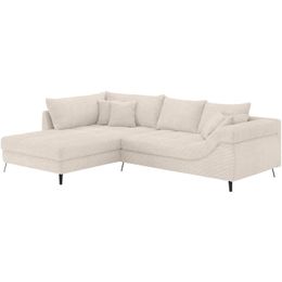 Ecksofa MR. COUCH, B:317cm H:98cm T:228cm, beige, Stripes (92% Polyester / 8% Nylon), Wohnzimmer, Sofas, "Portofino, L-Form", Mit