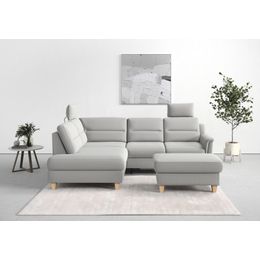 Sit & More Ecksofa SIT & MORE, B:251cm H:90cm T:187cm, silber, Wohnzimmer, Sofas, "Farö L-Form", inklusive Federkern, wahlweise mit Bettfunktion und Bettkasten