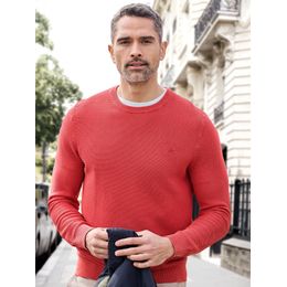 Lerros Herren Strickpullover "Lerros Leichter Strickpullover mit schmaler Rippstruktur", rot, Gr. L, 100% Baumwolle, Pullover