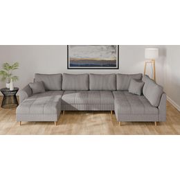 Wohnlandschaft Home Affaire, B:310cm H:81cm T:161cm, grau, 100% Polyester, Sofas, "CHARRE U-Form mit Ottomane, Maße B/T/H: 310/161/81 cm", feine