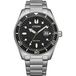 Citizen Herren Solaruhr, schwarz, Armbanduhren, Armbanduhr, Herrenuhr, Edelstahlarmband, bis 10 bar wasserd.