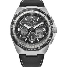 Citizen Herren Funkchronograph "Promaster Skyhawk", schwarz, Armbanduhren, Armbanduhr, Herrenuhr, Solar, Lederarmband, Saphirglas, Datum
