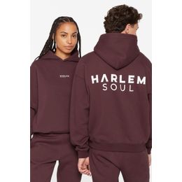 Harlem Soul Damen Kapuzensweatshirt, rot, Gr. L, bedruckt, Material: 65% Baumwolle, 35% Polyester, Sweatshirts, mit weicher Innenseite