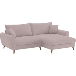 Ecksofa MR. COUCH, B:246cm H:71cm T:170cm, rosa, Stripes (92% Polyester / 8% Nylon), Wohnzimmer, Sofas, "Blackburn II L-Form", Wahlweise mit