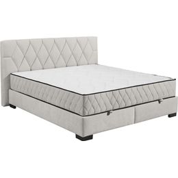 Boxbett, B:205cm L:214cm, beige, ED EXCITING DESIGN, 100% Polyester, Komplettbetten, "Nagol", mit Bettkasten, mit Wendematratze, erh&auml;ltlich in
