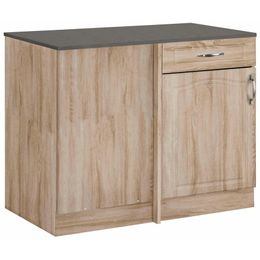 Wiho-K&uuml;chen Eckunterschrank WIHO K&Uuml;CHEN, B:110cm H:85cm T:60cm, braun, K&uuml;che, Schr&auml;nke, "Linz", 100 cm breit, Planungsma&szlig; 110 cm, in Landhaus-Optik