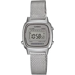 CASIO VINTAGE Damen Chronograph, silber, Armbanduhren, Quarzuhr, Armbanduhr, Damenuhr, Digitaluhr, Edelstahlarmband, Datum