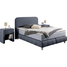 Boxspringbett Home Affaire, B:147cm L:207cm, blau, Komplettbetten, "Cesson, in verschiedenen Breiten", inkl. Topper, wahlweise in H2, H3 oder H4