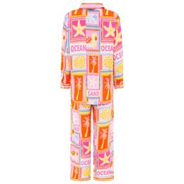 Zwillingsherz Damen Shirtbluse ""Beach Vibes"", pink, Gr. SM, Obermaterial: 100% Viskose, Blusen, Farbenfrohes Set mit langer Hose und Bluse aus
