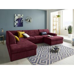 Wohnlandschaft DOMO collection, B:320cm H:78cm T:213cm, lila, Sofas, "Topper, elegant und zeitlos, komfortabel, U-Form", wahlweise mit Bettfunktion