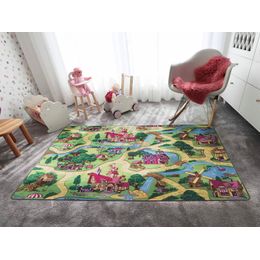 Kinderteppich, B:95cm H:6,5mm L:133cm, bunt, PRIMAFLOR-IDEEN IN TEXTIL, Polyamid, Teppiche, "Spielteppich CANDY TOWN", Kurzflor,