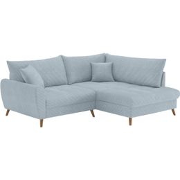 Ecksofa MR. COUCH, B:230cm H:71cm T:190cm, blau, Stripes (92% Polyester / 8% Nylon), Wohnzimmer, Sofas, "Blackburn II L-Form", Wahlweise mit