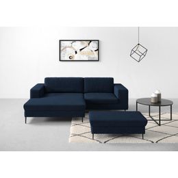 Ecksofa DOMO collection, B:244cm H:83cm T:173cm, blau, Wohnzimmer, Sofas, "Modica kompakt und elegant, Breite 244, L-Form", moderne Optik mit