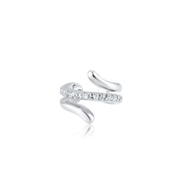 Elli Damen Single-Ohrhaken "Single Earcuff Twisted Kristalle Wei&szlig; 925 Sterling Silber", onesize,mit Stein, Silber 925 (Sterlingsilber), silber,