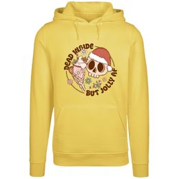 F4NT4STIC Damen Kapuzenpullover "Dead inside but jolly AF Christmas", gelb, Gr. M, Obermaterial: 65% Baumwolle, 35% Polyester, Pullover, Premium