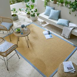 Teppich FLAIR RUGS, B:120cm H:6mm L:170cm, blau, Kunstfaser, Wohnzimmer, Teppiche, "Sisal Look", Sisal Look Border Indoor Outdoor Bodenl&auml;ufer Teppich