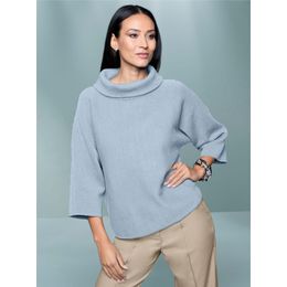 Heine Damen 3/4 Arm-Pullover "Pullover", blau, Gr. 46, unifarben, 50% Viskose, 28% Polyester, 22% Polyamid, Pullover