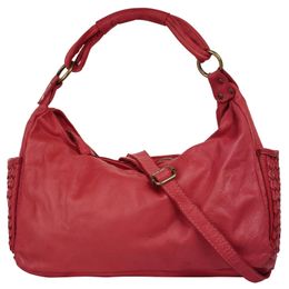 Samantha Look Damen Henkeltasche, rot, Leder, vintage, Taschen, echt Leder, Made in Italy