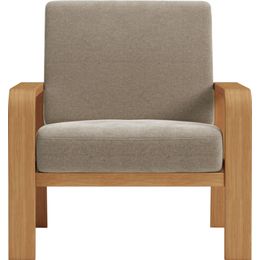 Sit & More Sessel SIT & MORE, B:79cm H:91cm T:93cm, beige, 95% Polyester, 10% Polyamid, Wohnzimmer, Sessel, "Kolding", Armlehnen aus eichefarbigem Buchenholz,
