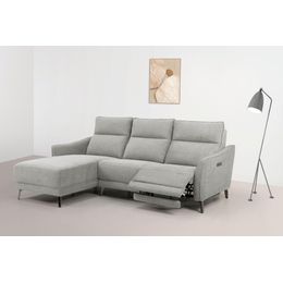 Ecksofa Inosign, B:239cm H:101cm T:91cm, grau, Webstoff 100% Polyester, Wohnzimmer, Sofas, "TAYLER 3-Sitzer, L-Form (Breite 239cm), elektr.