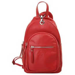 Samantha Look Damen Cityrucksack, rot, Leder, Rindsleder, beschichtet, leicht glänzend, Rucksäcke, echt Leder, Made in Italy