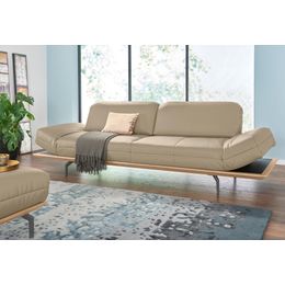 3-Sitzer, B:232cm H:117cm T:129cm, beige, CREATION BY ROLF BENZ, Leder OSKAR - echtes Leder;Flachgewebe DONNA (76% Polyester 24% Polyacryl), Sofas,