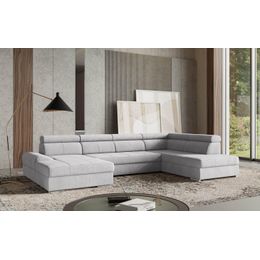 Sit & More Wohnlandschaft SIT & MORE, B:345cm H:79cm T:213cm, silber, 90% Polyester, 10% Polyamid, Sofas, "U-Form", mit verstellbaren Kopfteilen, wahlweise mit