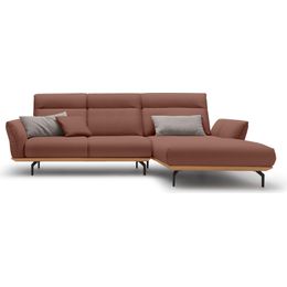 Ecksofa, B:298cm H:103cm T:183cm, braun, CREATION BY ROLF BENZ, NaturLEDER OSKAR (echtes Rindsleder), Wohnzimmer, Sofas, "CR.460", Sockel in Eiche,