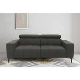 2-Sitzer DOMO collection, B:208cm H:79cm T:104cm, grau, Lederlook;100% Polyurethan, Sofas, "Cunelli zeitlos und elegant, moderne Sitznähte als