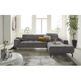 Ecksofa DOMO collection, B:292cm H:79cm T:175cm, grau, Wohnzimmer, Sofas, "Cunelli tolle Sitznähte als Designelement, fester Sitzkomfort, L-Form",
