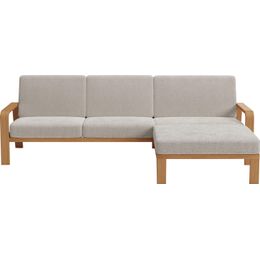Sit & More Ecksofa SIT & MORE, B:264cm H:91cm T:178cm, beige, 100% Polyester, Wohnzimmer, Sofas, "Kolding L-Form", Armlehnen aus eichefarbigem Buchenholz,