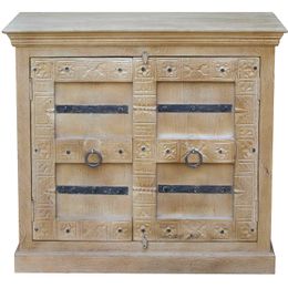 Kommode Sit, B:100cm H:90cm T:45cm, beige, Massivholz, Sideboards, "Daipur", Sideboard mit 2 T&uuml;ren, Breite 100 cm