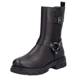 Rieker Damen Chelseaboots, Gr. 36, schwarz, Elastischer Einsatz, Leder, unifarben, Schuhe, Bikerboots, Schlupfstiefelette mit Innenreißverschluss