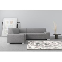 Ecksofa DOMO collection, B:259cm H:85cm T:191cm, grau, Wohnzimmer, Sofas, "Anzio in kubischer Formensprache, flache Armlehnen, L-Form", Wahlweise mit