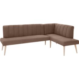 Eckbank, B:157cm H:92cm T:245cm, gelb, exxpo - SOFA FASHION, Webvelour: 100% Polyester, Küche, Sitzbänke, "Costa, moderne Rückensteppung, bequem und