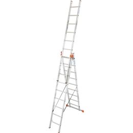 Krause Vielzweckleiter "Tribilo", B/H/L: 50cm x 270cm x 270cm, silber, Leitern, mit Leiternspitzen, 3x9 Sprossen