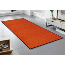 Fußmatte, B:75cm H:7mm L:120cm, orange, wash+dry by Kleen-Tex, Kunstfaser, Flur, Teppiche, "Trend Uni, Schmutzfangmatte, waschbar", rutschhemmend,