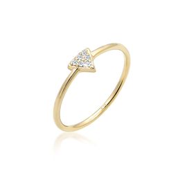 Elli DIAMONDS Damen Verlobungsring "Dreieck Diamant Weiß Brillantschliff (0.03 ct) 375 Gelbgold", 52mm, 0,01 P1 = bei 10-facher Vergrößerung