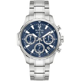 Bulova Damen Chronograph "Marine Star Series B"silberfarben, blau, Armbanduhren, Quarzuhr, Armbanduhr, Herrenuhr, Edelstahlarmband, analog