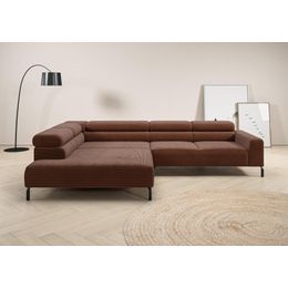 Ecksofa Places of Style, B:312cm H:71cm T:219cm, braun, 95% Polyester, 5% Nylon, Wohnzimmer, Sofas, "Antonelli, L-Form, inkl. Kopfteilverstellung,