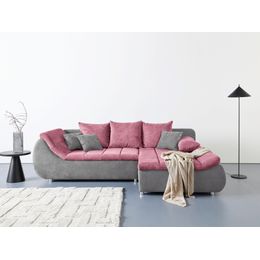 Ecksofa Inosign, B:271cm H:90cm T:104cm, lila, Wohnzimmer, Sofas, "Imola, elegant und modern, aktuelle Steppung im Sitz, bequem, L-Form", frei im