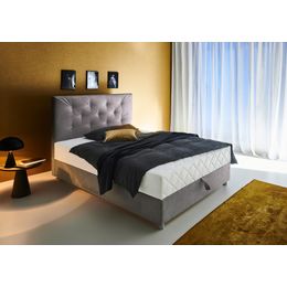 Boxbett, B:102cm L:209cm, grau, ATLANTIC HOME COLLECTION, Komplettbetten, "CELIA im hochwertiger Samtoptik", mit Taschen-Federkernmatratze,
